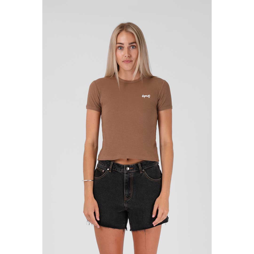 RPM Women's Ribbed Tee Mocha - Coastal Sports