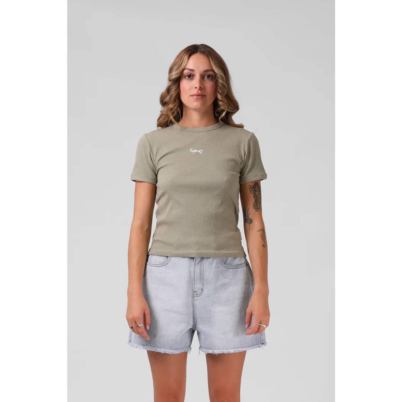 RPM Women's Heart Ribbed Tee Light Olive - Coastal Sports