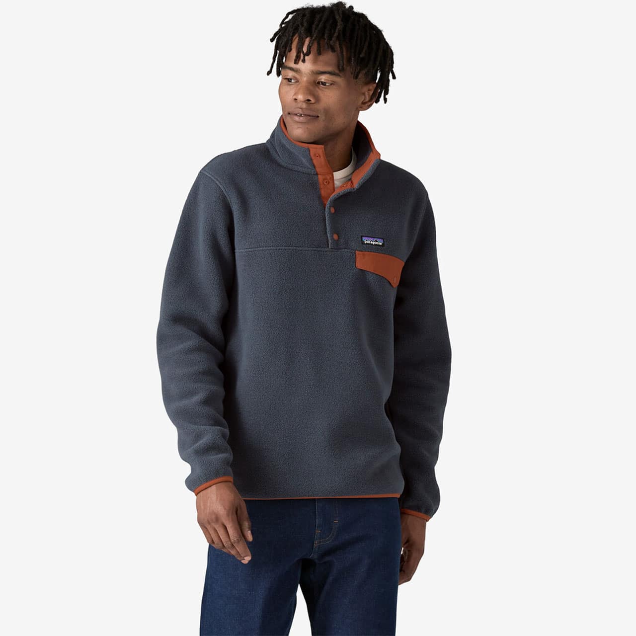 Patagonia Men's LW Synch Snap-T P/O Smoulder Blue/Red - Coastal Sports