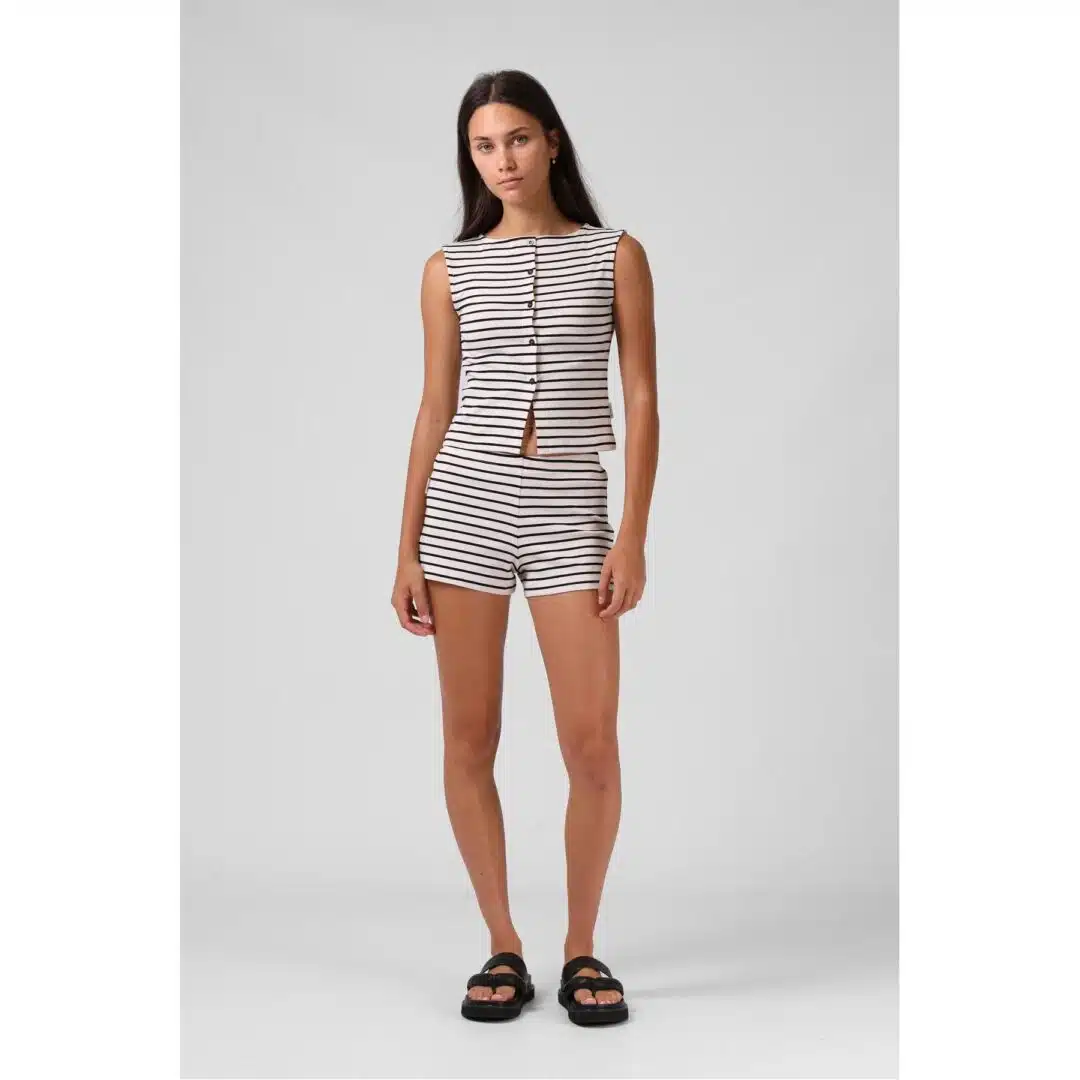RPM Women's Ribbed Shorty Short Cream Stripe - Coastal Sports